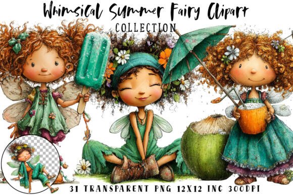 Whimsical Summer Funny Kids Clipart Graphic by RevolutionCraft ...