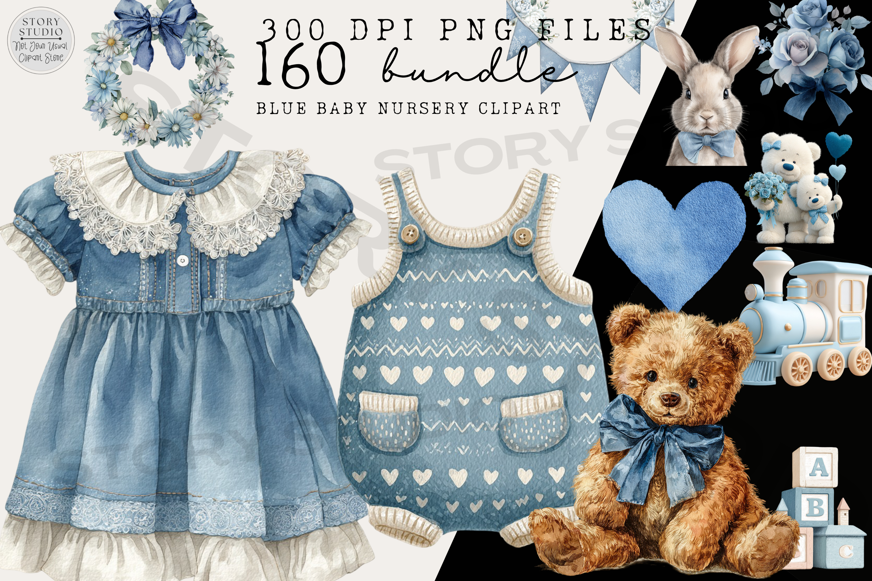 Blue Baby Nursery Clipart Bundle Graphic by Story Studio · Creative Fabrica