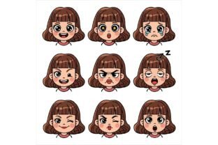 Cartoon Girl Facial Expressions Bundle Graphic by Design BLOOM ...