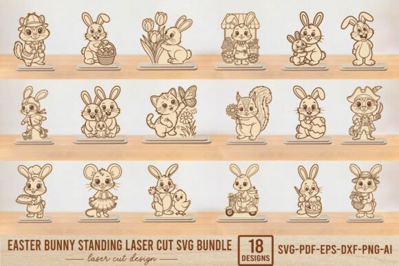 Easter Bunny Standing Laser Cut Bundle · Creative Fabrica