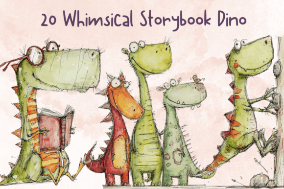 Whimsy Dino Storybook Clipart Set Graphic by giraffecreativestudio ...