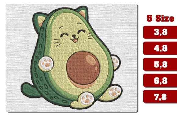 Cute Avocato Cat Avocado Embroidery File · Creative Fabrica
