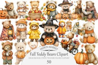Fall Teddy Bears Clipart Graphic by Design Market · Creative Fabrica