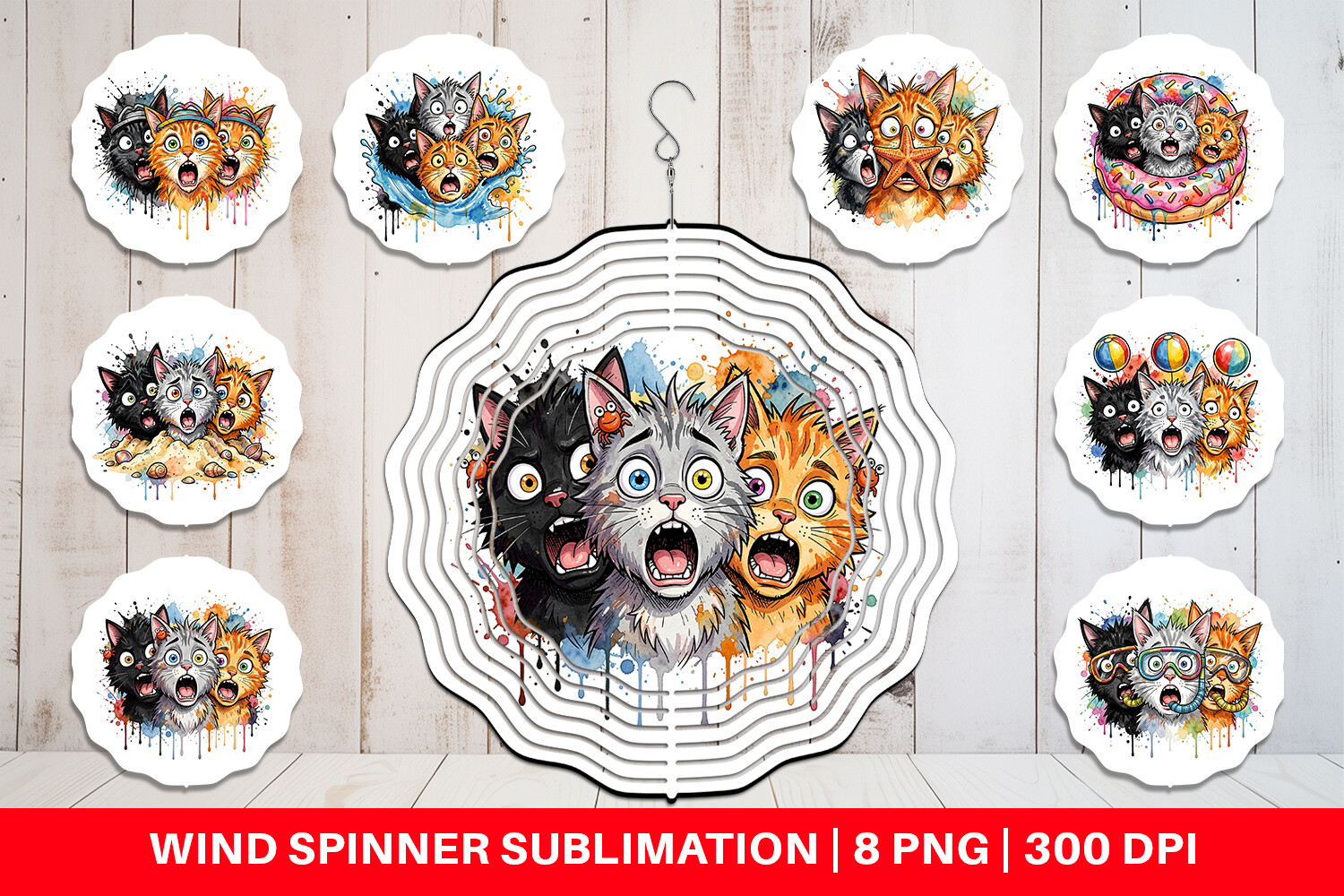 Shocked Beach Cat Wind Spinner PNG Art Graphic by Artnoy · Creative Fabrica