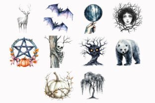 Watercolor Haunted Forest Clipart Graphic by Design Market · Creative ...