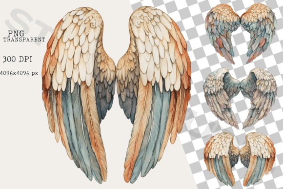 Boho Angel Wings Watercolor Clipart Graphic by Story Studio · Creative ...