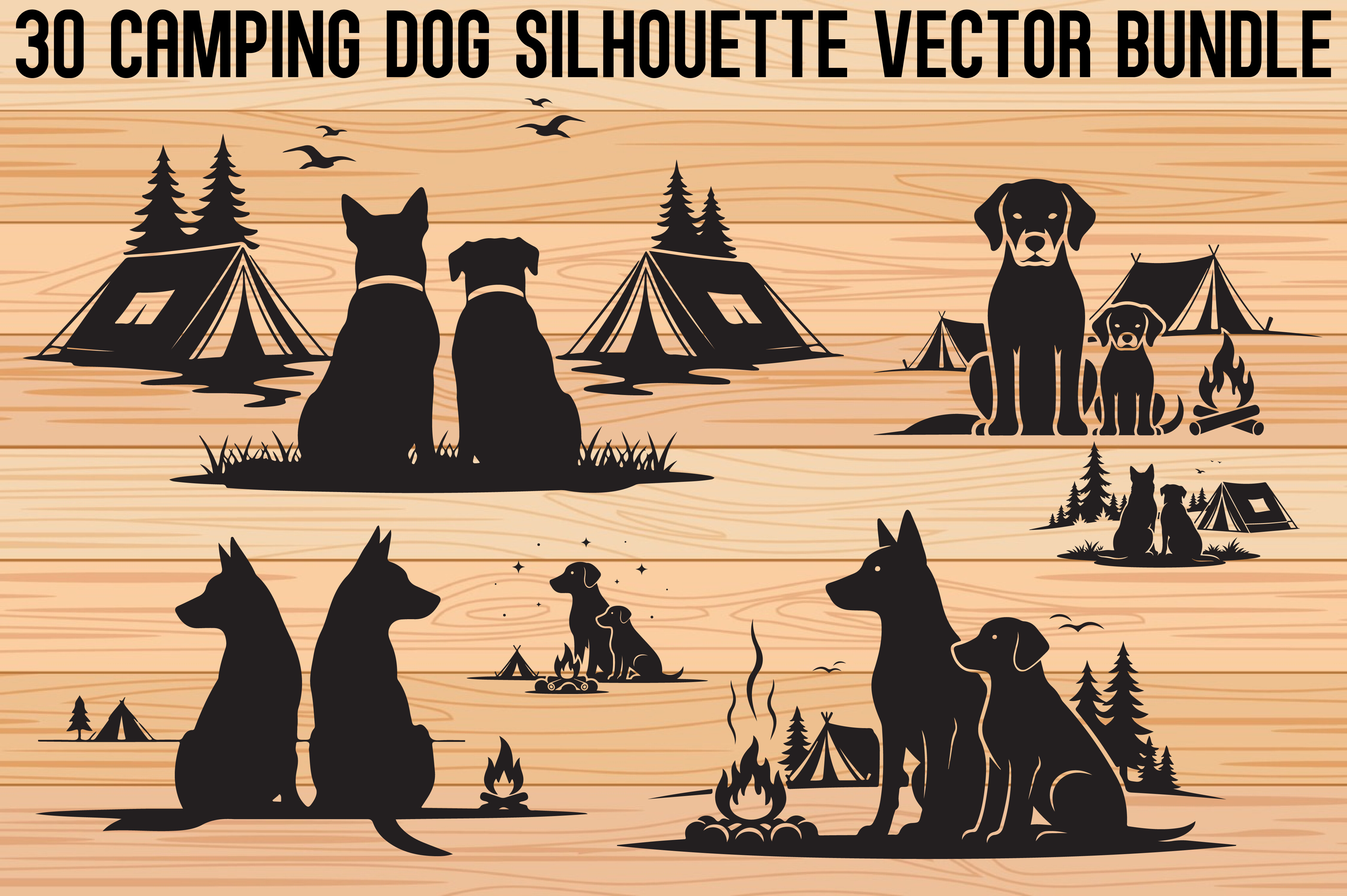 Camping Dog Silhouette Bundle Graphic by Creative shirts · Creative Fabrica