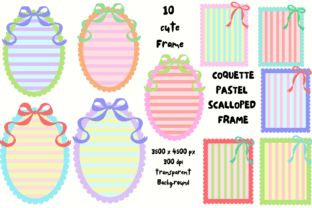 Coquette Pastel Scalloped Frame Clipart Graphic by Fatia hafida ...