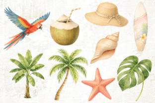 Tropical Watercolor Clipart Set PNG Graphic by Yassou Bouhad · Creative ...