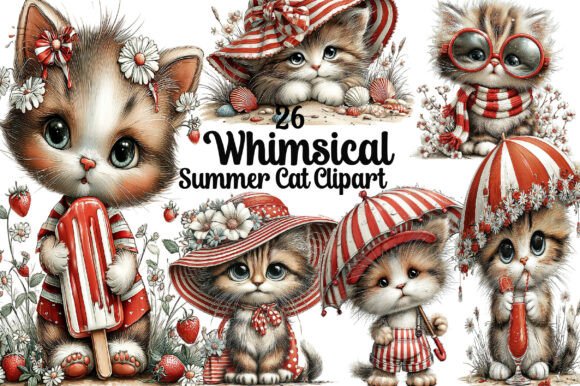 Whimsical Quirky Girl on Summer Clipart Graphic by Creative Print ...