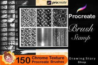 150 Procreate Chrome Texture Brushes Graphic by DrawingStoryShop ...