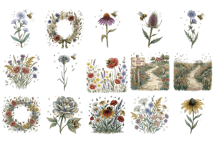 1920 Botanical Summer Wildflower Clipart Graphic by Markicha Art ...