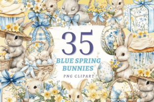 Blue Spring Bunnies PNG Bundle Graphic by SapphireDreamscape · Creative ...
