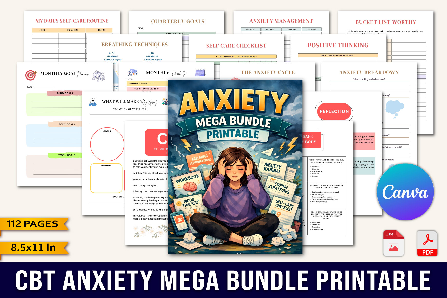 CBT Anxiety Mega Bundle Printable Plan Graphic by designmela01 ...