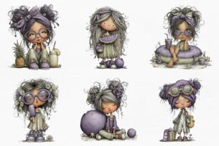 Cute Whimsical Summer Girls Clipart Graphic by BlackDogsMedia ...