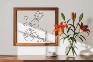 Easter Bunny Eggs Line Art Graphic by T-Shirt Biz · Creative Fabrica