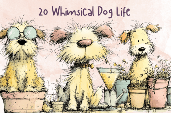 Storybook Whimsy Dog Life Clipart Set Graphic by giraffecreativestudio ...