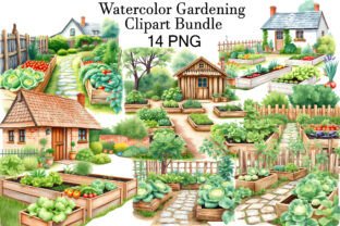 Watercolor Gardening Clipart Bundle Graphic by Cute Paw · Creative Fabrica