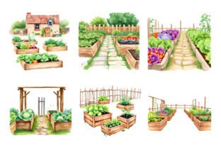 Watercolor Gardening Clipart Bundle Graphic by Cute Paw · Creative Fabrica