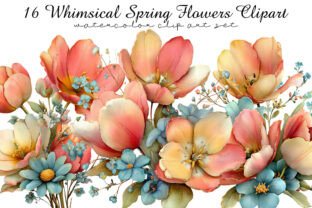 Whimsical Spring Flowers Clipart Graphic by GatewayDesign · Creative ...