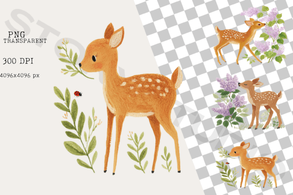 Cute Spring Woodland Fawn Deer Clipart Graphic by Story Studio ...