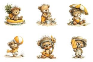 Funny Summer Teddy Bear Clipart Graphic by Print Magic · Creative Fabrica