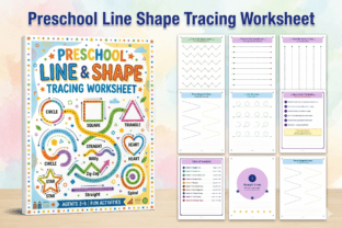 Preschool Line Shape Tracing Worksheet Graphic by KDP Studio · Creative ...