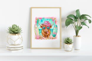 Summer Highland Cow Beach Png Graphic by Artistic.Visions · Creative ...
