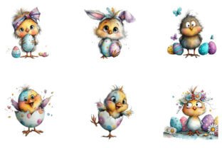 Watercolor Easter Chicks Clipart Graphic by Creative Design House ...