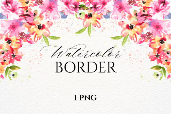 Watercolor Red Roses Floral Border PNG Graphic by DoFloro · Creative ...