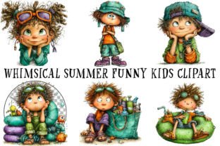 Whimsical Summer Funny Kids Clipart Graphic by RevolutionCraft ...