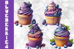 Blueberry Cupcakes Dessert Art Graphic by Designs by Ira · Creative Fabrica