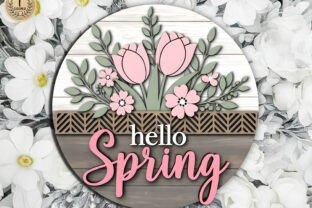 Hello Spring Door Sign SVG Bundle · Creative Fabrica