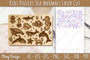 Kids Puzzles Sea Animals Lasercut | Wood · Creative Fabrica
