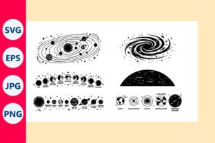 Solar System Planets Moon Phases Galaxy Graphic by SVG vector PNG ...