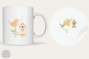 Spring Birds and Birdhouses Clipart Graphic by Story Studio · Creative ...
