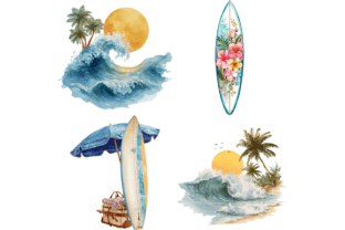 Summer Surf and Sea Watercolor Clipart Graphic by Whimsy Bloom Co ...