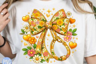 Yellow Floral Coquette Bow Heart PNG Graphic by Meow CREATIONS ...
