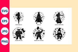 Fantasy Elf and Dwarf Vector Characters Graphic by SVG vector PNG ...