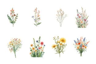 Garden Flowers, Leaves PNG Set Graphic by Cute Paw · Creative Fabrica