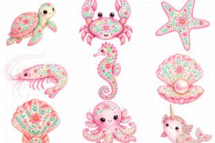 Girly Pink Tropical Sea Summer Clipart Graphic by GraphicTech360 ...