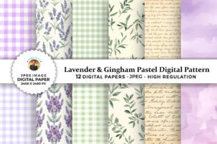 Lavender & Gingham Pastel Digital Papers Graphic by sagorarts ...