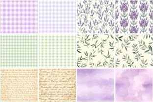 Lavender & Gingham Pastel Digital Papers Graphic by sagorarts ...