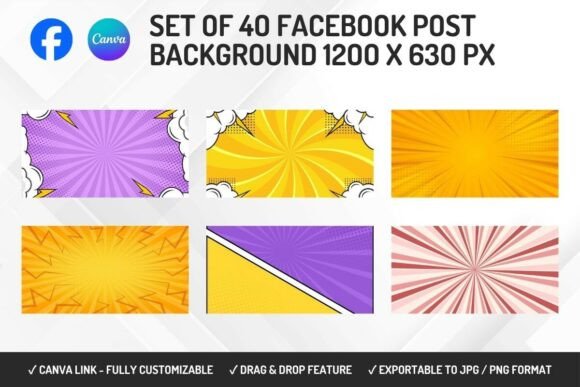 Set of 40 Facebook Post Backgrounds Graphic by SetiawanAPDesignWorks ...