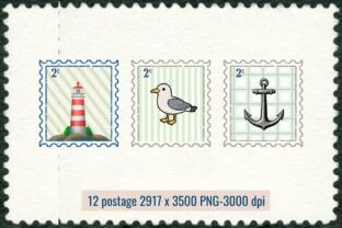 Summer Coastal Postage Stamp Clipart PNG Graphic by Kalilamaurice ...