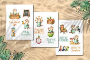 Sun-Kissed Otter Juice Bar Stickers Graphic by mbaknike · Creative Fabrica