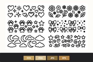 Black and White Cute Line Art Icons Graphic by SVGdesigns · Creative ...