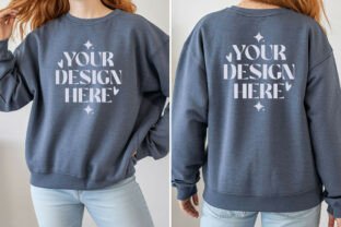 Gildan 18000 Front and Back Mockup Graphic by MocksStudio · Creative ...
