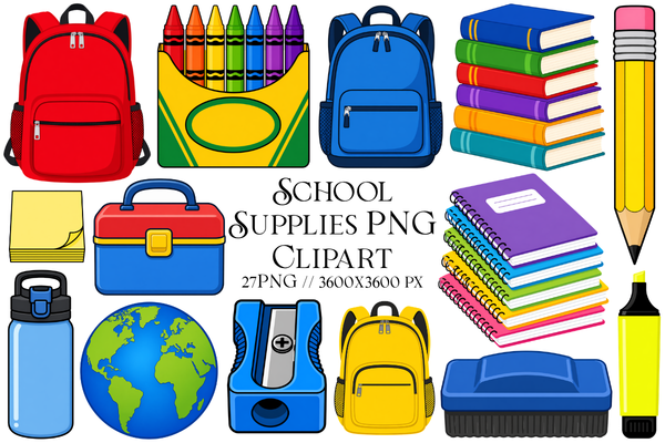 School Supplies PNG Clipart Graphic by Phoenixvect · Creative Fabrica