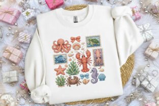 Sea Animals Clipart Set Crochet Yarn PNG Graphic by Vintage Expert ...